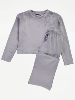 Lilac Velour Cropped Cut Long Sleeve Pyjamas | Kids | George at ASDA
