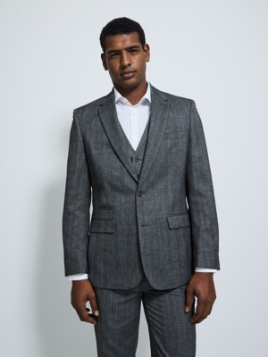 Grey Brushed Herringbone Suit Jacket | Men | George at ASDA