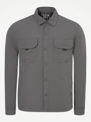 Brave Soul Charcoal Crinkle Utility Lightweight Jacket | Men | George ...