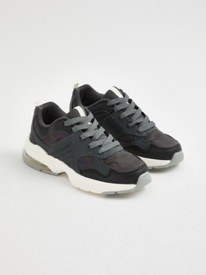 Black Mesh Lace Up Bubble Trainers | Kids | George at ASDA