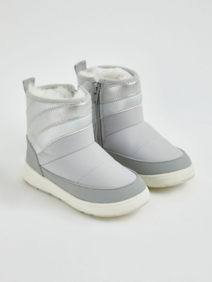 Silver Shimmer Faux Fur Lined Snow Boots | Kids | George at ASDA