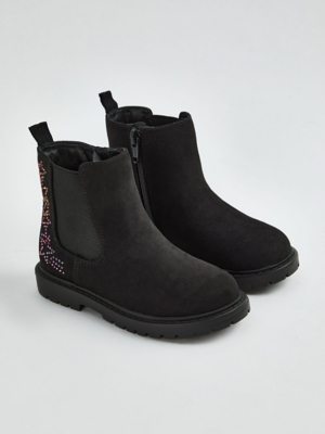 Black Suedette Gem Star Chelsea Boots | Kids | George at ASDA