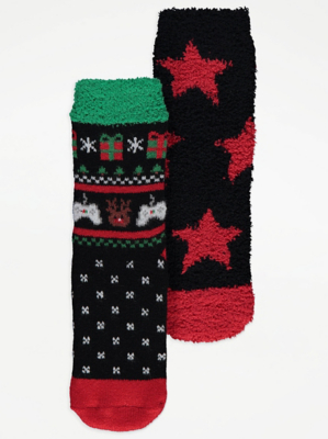 Christmas Gaming Fair Isle Star Cosy Socks 2 Pack | Kids | George at ASDA