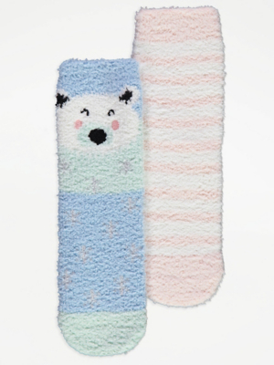 Pastel Bear Cosy Socks 2 Pack | Kids | George at ASDA