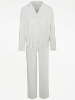 Grey Soft Knitted Long Sleeve Shirt Lounge Pyjamas | Lingerie | George ...