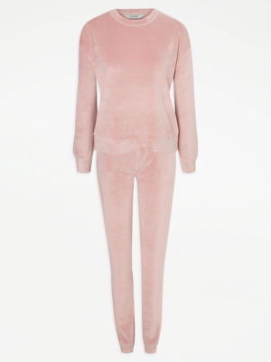 Pink Velour Long Sleeve Pyjamas | Lingerie | George at ASDA