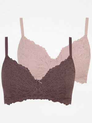 Post Surgery Floral Lace Non Wired Full Cup Bras 2 Pack | Lingerie ...