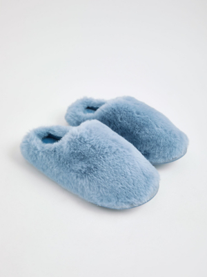 Blue Faux Fur Mule Slippers | Lingerie | George at ASDA