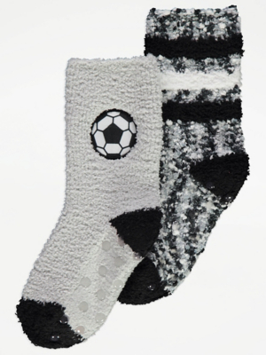 Grey Football Cosy Socks 2 Pack | Kids | George at ASDA