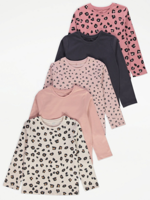 Animal Print Long Sleeve Tops 5 Pack | Kids | George at ASDA