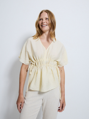Light Yellow Tie Waist Angel Sleeve Blouse | Women | George at ASDA