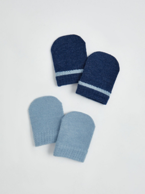 Blue Knitted Scratch Mitts 2 Pack | Baby | George at ASDA