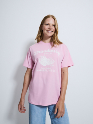Pink Strawberry Syrup Graphic T-Shirt | Women | George at ASDA