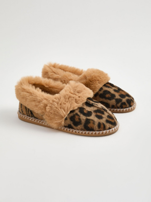 Leopard Print Faux Fur Lined Mule Full Back Slippers | Lingerie ...