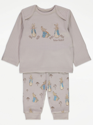 Peter Rabbit Toadstool Beige Ribbed Long Sleeve Pyjamas | Baby | George ...
