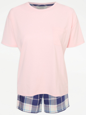 Pocket T-Shirt Checked Short Pyjamas | Lingerie | George at ASDA