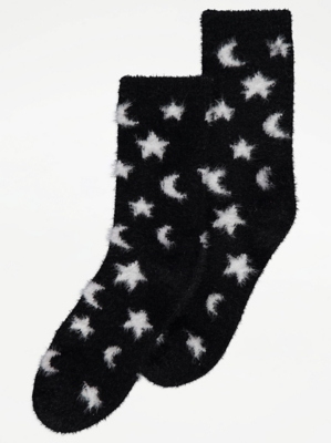 Black Star and Moon Cosy Lounge Socks | Lingerie | George at ASDA