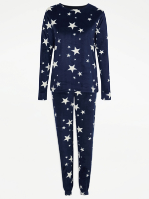 Navy Star Fleece Long Sleeve Pyjamas Gift Set | Lingerie | George at ASDA