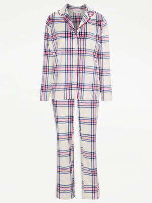 Cream Checked Fleece Shirt Pyjamas Gift Set | Lingerie | George at ASDA