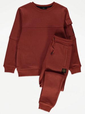 Rust Cargo Pocket Sweatshirt and Joggers Set | Kids | George at ASDA