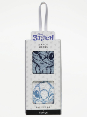 Disney Stitch Cosy Socks 2 Pack Gift Box | Lingerie | George at ASDA
