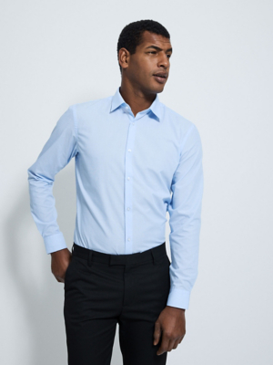 Light Blue Long Sleeve Slim Fit Shirt | Men | George at ASDA