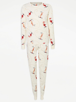 Christmas Cream Jingle Reindeer Matching Family Womens Pyjamas ...