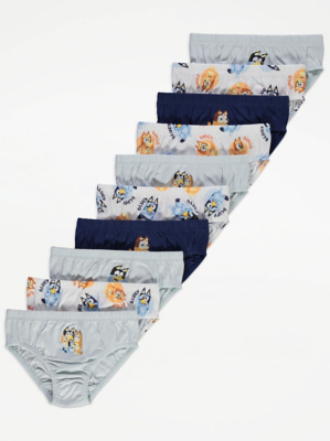 Bluey Characters Blue Briefs 10 Pack | Kids | George at ASDA