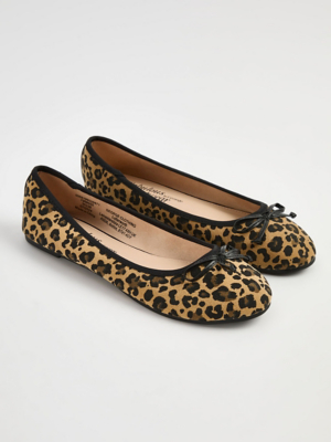 Leopard Print Suedette Bow Ballet Shoes | Women | George at ASDA