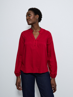 Red Long Sleeve Popover Blouse | Women | George at ASDA