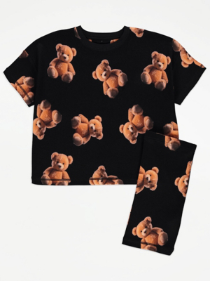 Black Teddy Photo Short Pyjamas | Kids | George at ASDA