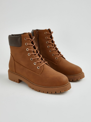 Tan Lace Up Worker Boots | Women | George at ASDA