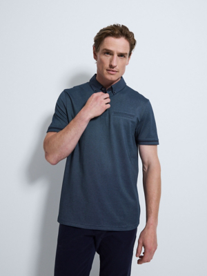 Navy Contrast Collar Polo Top | Men | George at ASDA