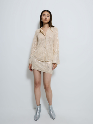 Neutral Sequin Tassel Mini Skirt | Women | George at ASDA