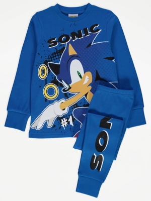 Sonic The Hedgehog Blue Long Sleeve Pyjamas | Kids | George at ASDA