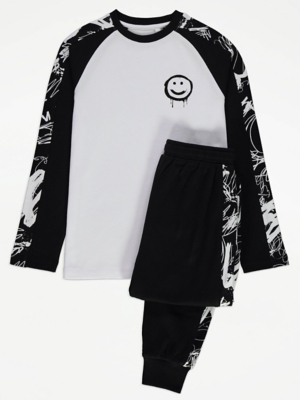 Smiley Face Long Raglan Sleeve Pyjamas | Kids | George at ASDA
