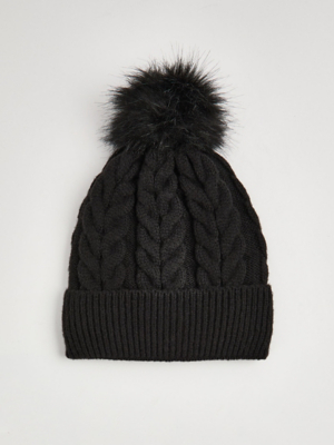 Thinsulate™ Black Pom Pom Cable Knitted Hat | Women | George at ASDA
