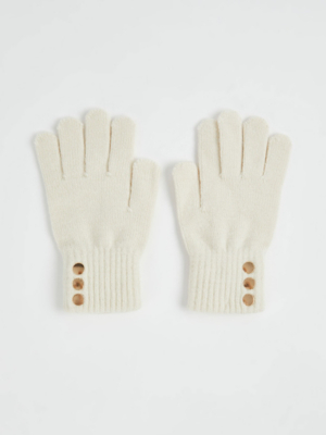 Cream Gold Button Gloves | Women | George at ASDA