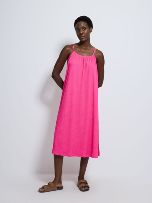 Bright Pink Textured Midi Sundress | Women | George at ASDA