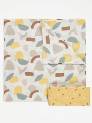 Abstract Shape Large Muslin Squares 2 Pack | Baby | George at ASDA