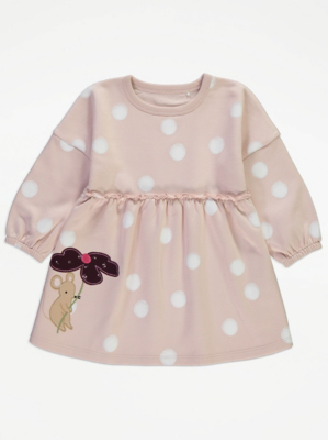 Light Pink Spotty Mouse Sweatshirt Dress | Kids | George at ASDA