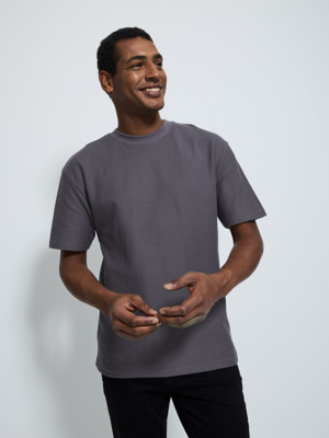 Charcoal Textured Knitted T-Shirt | Men | George at ASDA