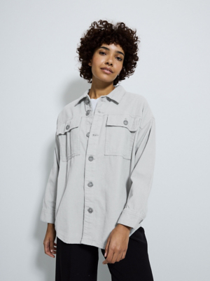 Light Grey Corduroy Oversized Shacket | Women | George at ASDA