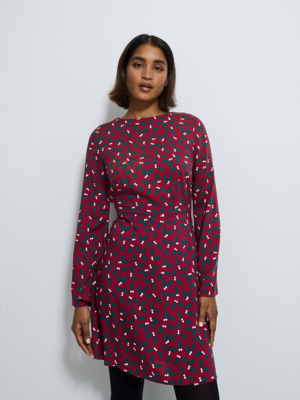 Christmas Red Holly Long Sleeve Mini Dress | Women | George at ASDA