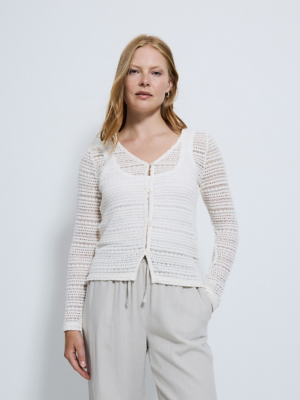 Cream Crochet Button Front Cardigan | Women | George at ASDA