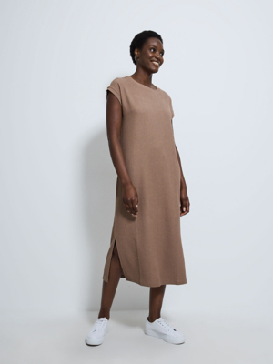 Mocha Crepe Midi T-Shirt Dress | Women | George at ASDA