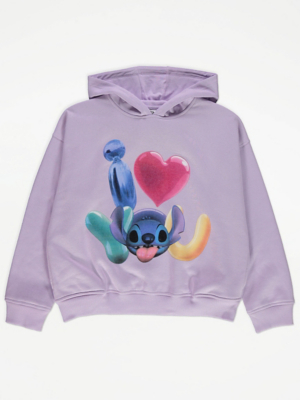 Disney Stitch I Heart You Slogan Lilac Hoodie | Kids | George at ASDA