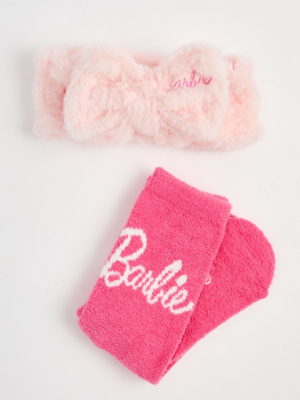 Barbie Pink Cosy Socks and Fluffy Bow Headband Gift | Lingerie | George ...