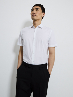 White Short Sleeve Slim Fit Formal Shirt | Men | George at ASDA