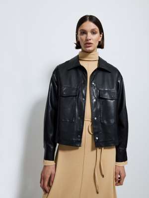 Studio Edit Faux Leather Short Boyfriend Jacket | Women | George at ASDA